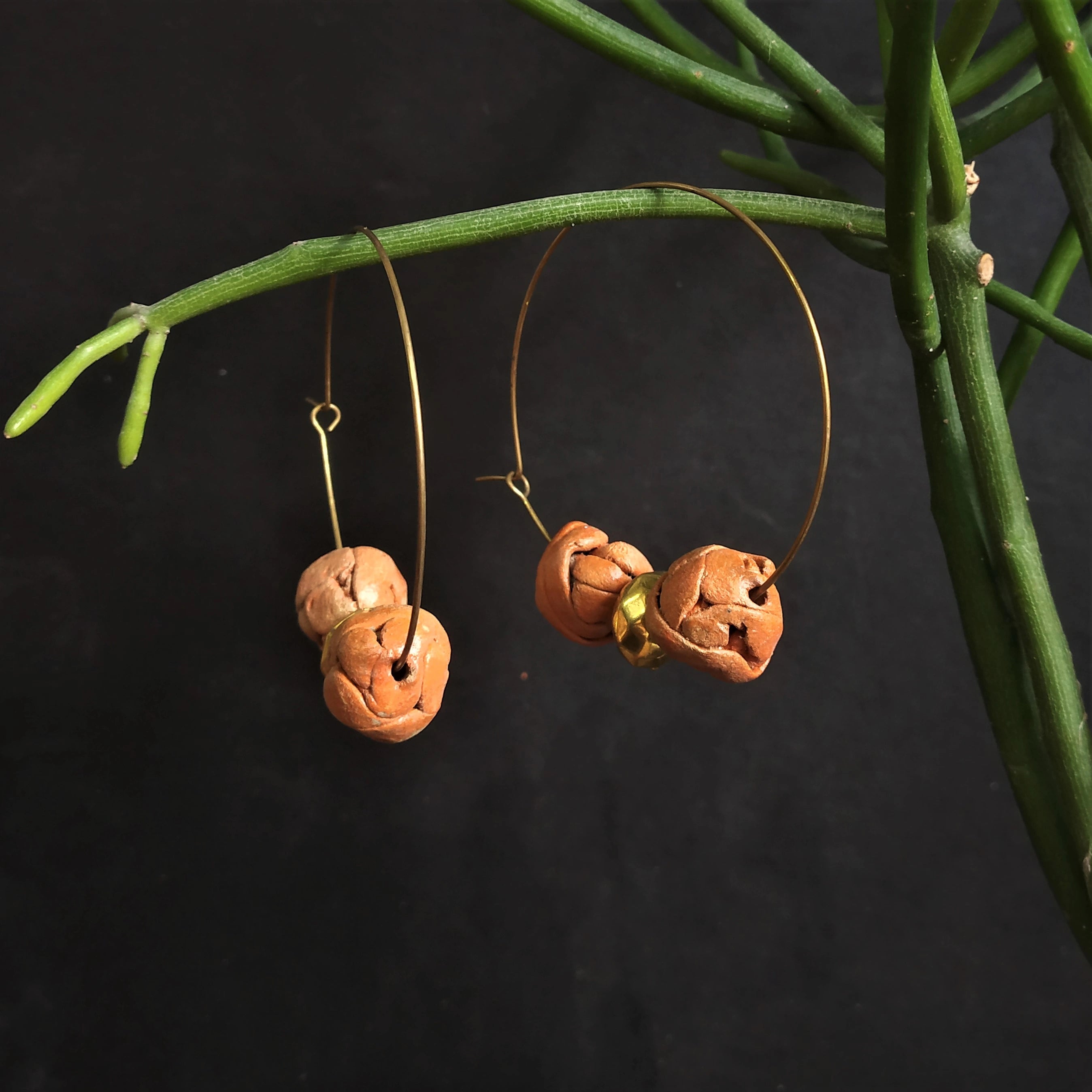Paper-mache Orange Hoop Earrings – aranya earthcraft